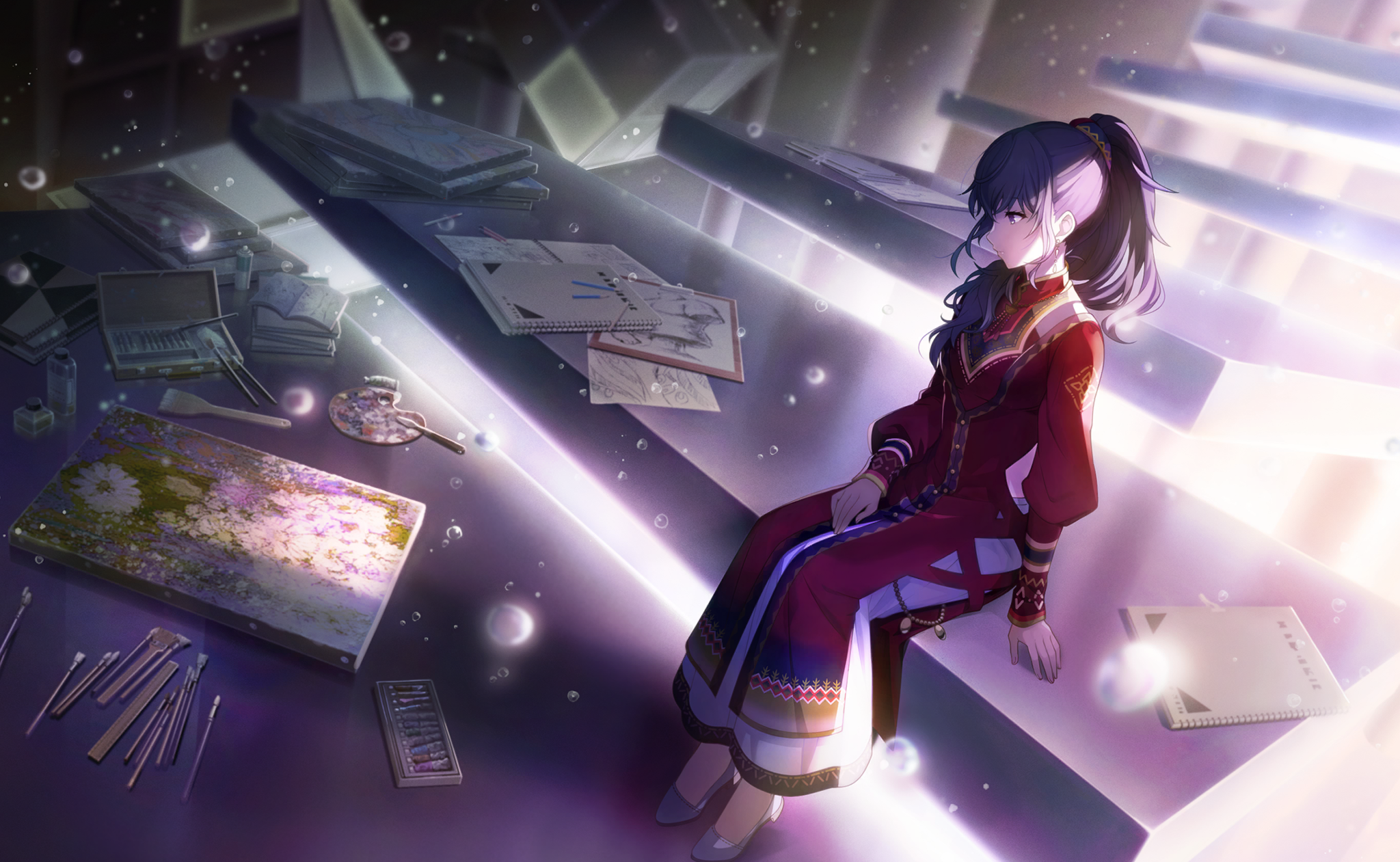 Asahina Mafuyu Project Sekai Highres Official Art Third Party Source 1girl Ao Dai Argyle