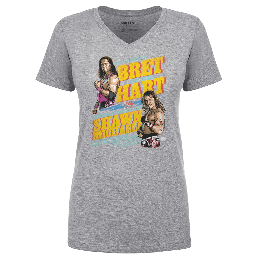 Women's V-Neck T-Shirt Bret Hart Vs. Shawn Michaels Wrestlemania XII ...