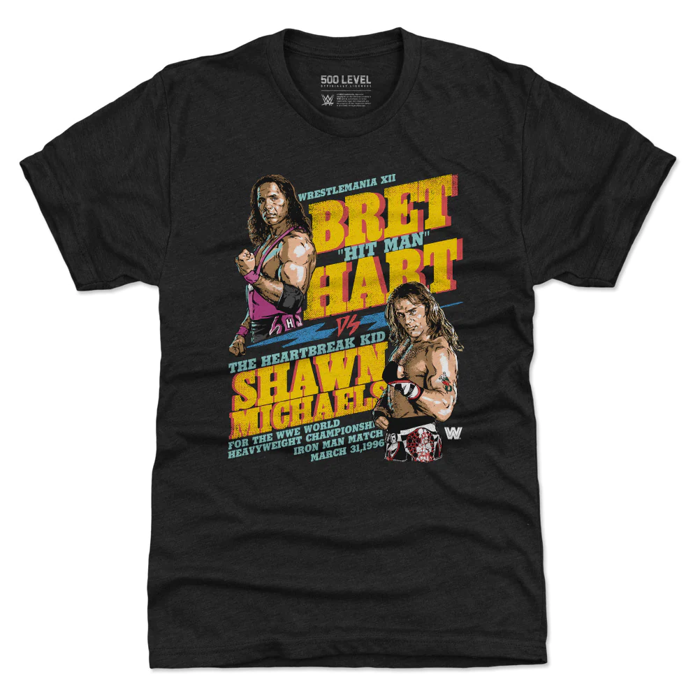 Men's Premium T-Shirt Bret Hart Vs. Shawn Michaels Wrestlemania XII WHT ...