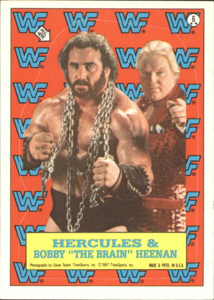 1987 WWF Wrestling Cards (Topps) Sticker Hercules & Bobby Heenan (No.6 ...
