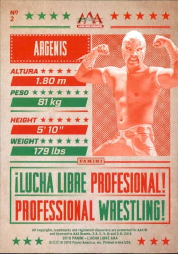 2019 AAA Lucha Libre Worldwide (Panini) Argenis (No.2) | Pro Wrestling ...