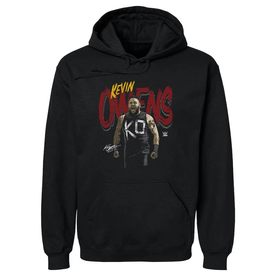 Men's 500 Level Black Kevin Owens Grunge Name Pullover Hoodie | Pro ...