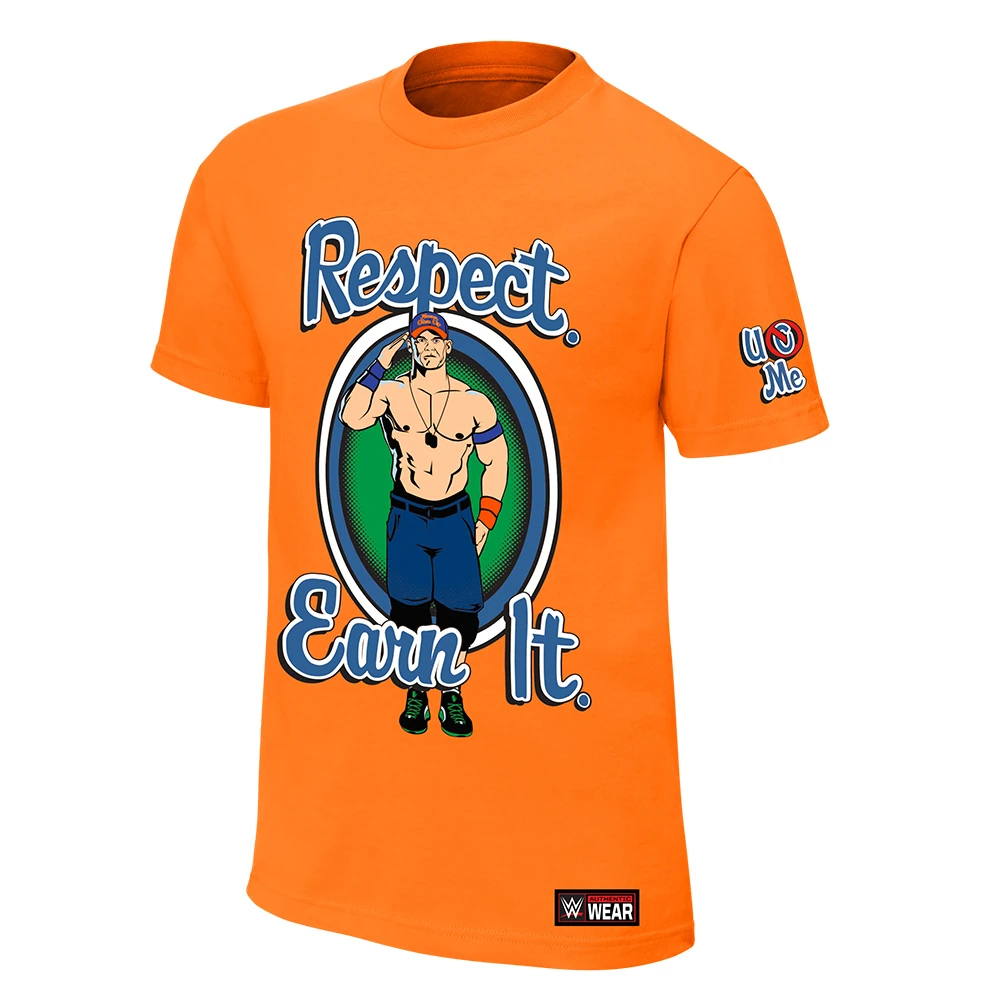John Cena "Respect. Earn It." Orange Authentic T-Shirt | Pro Wrestling ...