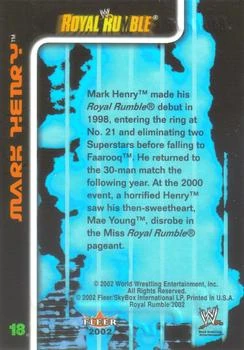 2002 WWE Royal Rumble (Fleer) Mark Henry (No.18) | Pro Wrestling | Fandom
