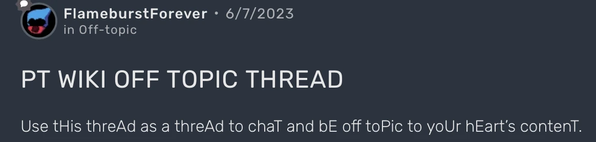 PT WIKI OFF TOPIC THREAD | PizzaTowerWiki Wiki | Fandom