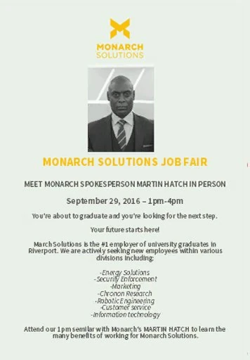 Monarch Solutions Job Fair Poster | Quantum Break Wiki | Fandom