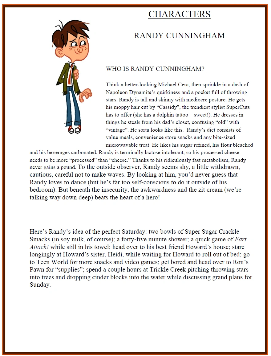 Randy Cunningham Pitch Bible | Randy Cunningham: 9th Grade Ninja Wiki ...
