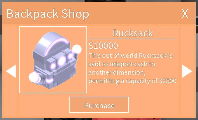 Rucksack | ROBLOX Cash Grab Simulator Wiki | Fandom