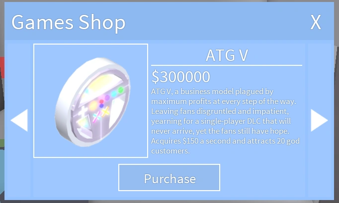 ATG V | ROBLOX Cash Grab Simulator Wiki | Fandom