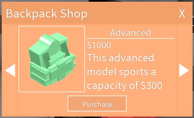 Advanced Backpack | ROBLOX Cash Grab Simulator Wiki | Fandom