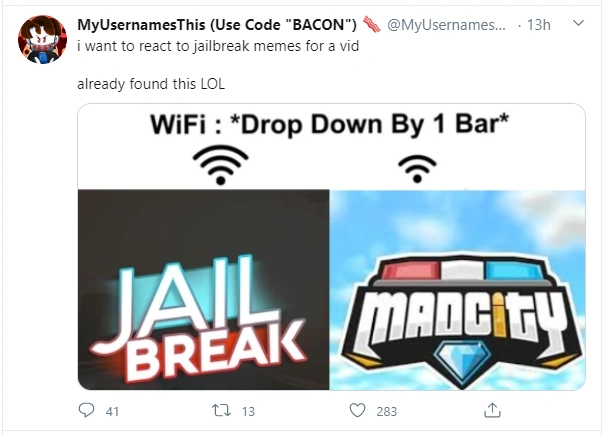 User blog:AwesomeRed7/myusernamethis posted one of my memes | Jailbreak ...