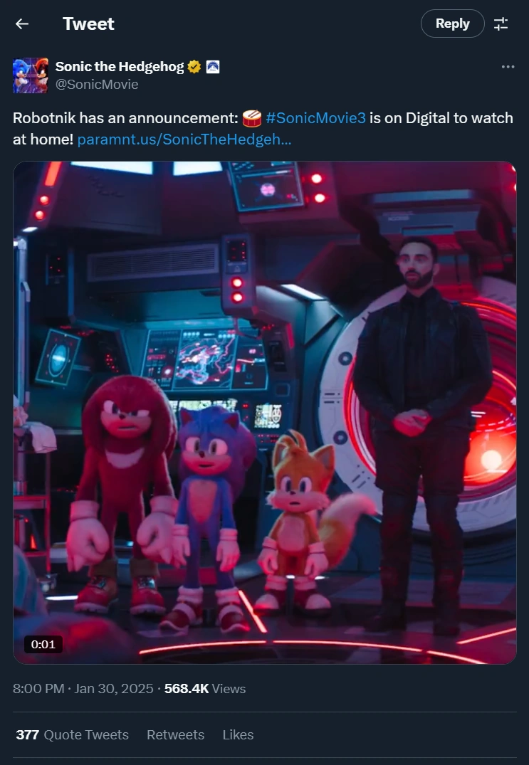 User blog:Evolve330/SnapCube dubs references in tweets by Sonic Movie ...