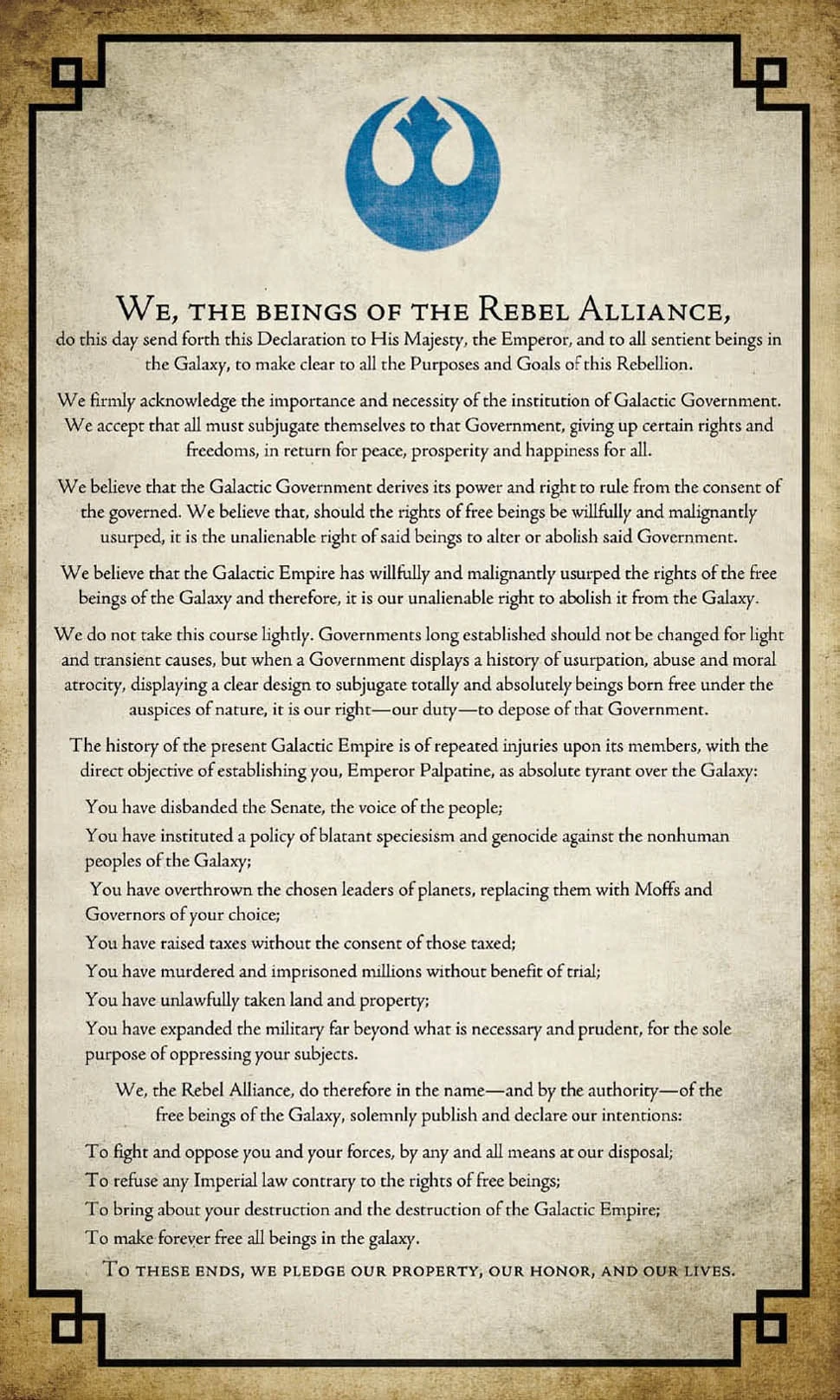 Declaration of Rebellion | Rebel Alliance Wikia | Fandom