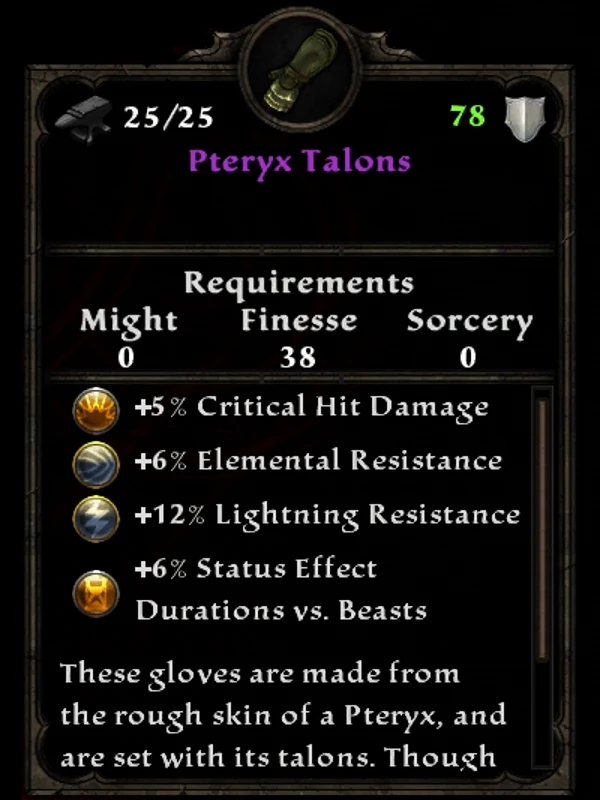 Pteryx Talons | Amalur Wiki | Fandom