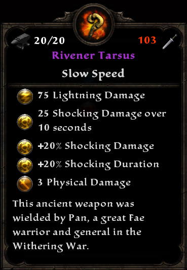 Rivener Tarsus Weapon Amalur Wiki Fandom