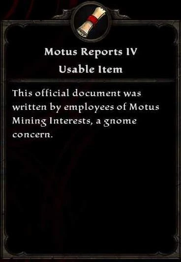 Motus Reports IV | Amalur Wiki | Fandom