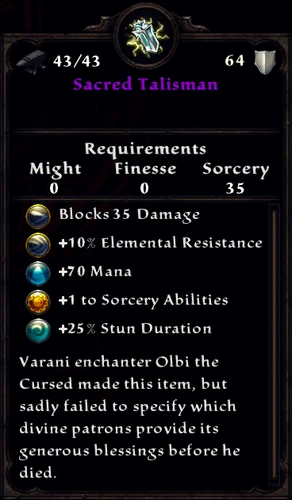 Sacred Talisman | Amalur Wiki | Fandom