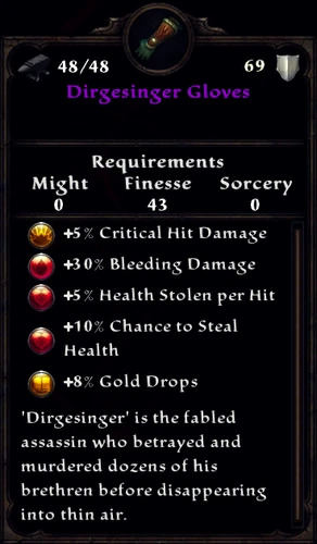 Dirgesinger Gloves | Amalur Wiki | Fandom