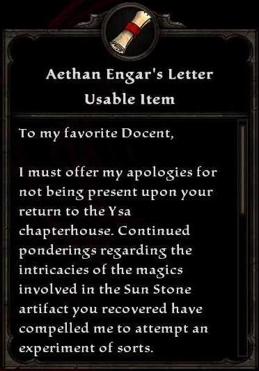 Aethan Engar's Letter | Amalur Wiki | Fandom