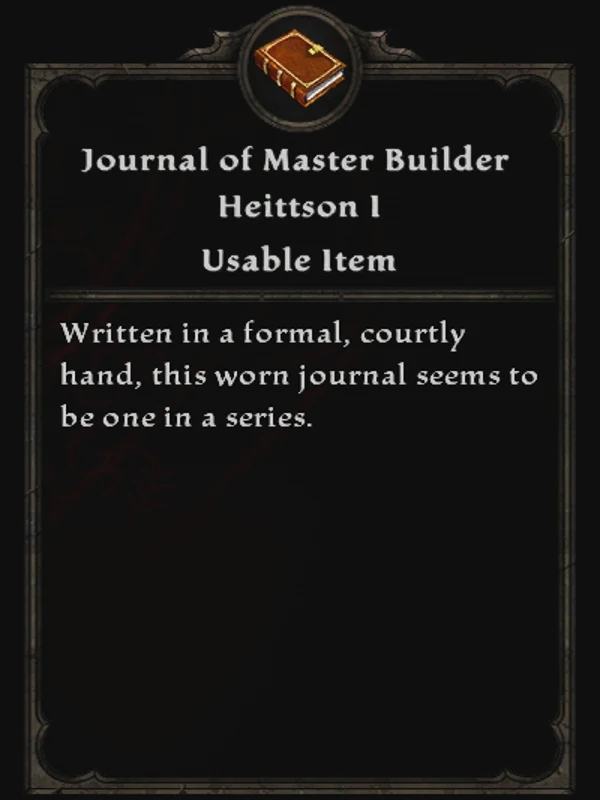 Journal of Master Builder Heittson I | Amalur Wiki | Fandom