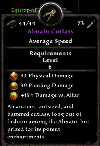 Almain Cutlass | Amalur Wiki | Fandom