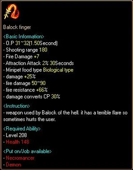 Balock Finger | Red Stone Wiki | Fandom