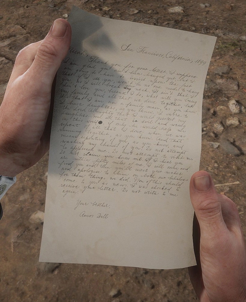 Письмо Мике от Эймоса Белла | Red Dead Wiki | Fandom
