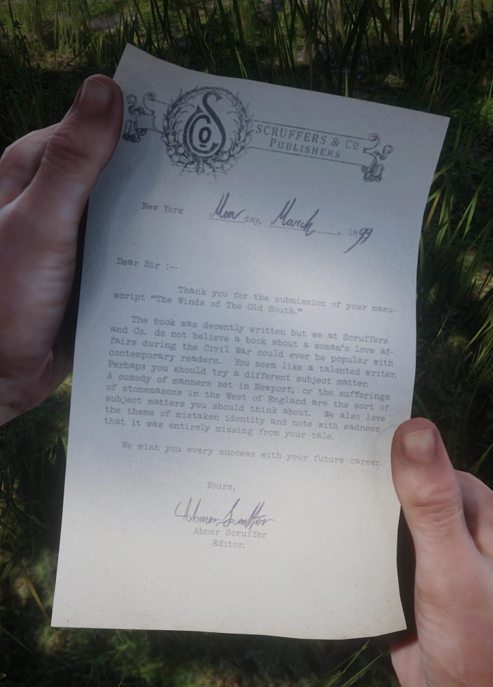 Letter from Scruffers & Co. Publishers (Male Saint Denis) | Red Dead ...
