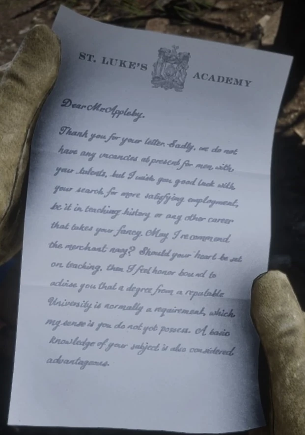 Letter from St. Luke's Academy | Red Dead Wiki | Fandom