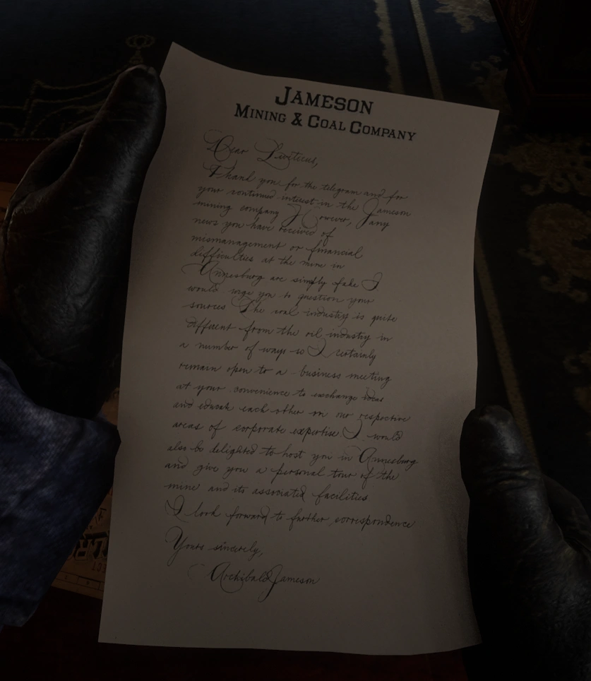 Mining Company Letter to Cornwall | Red Dead Wiki | Fandom