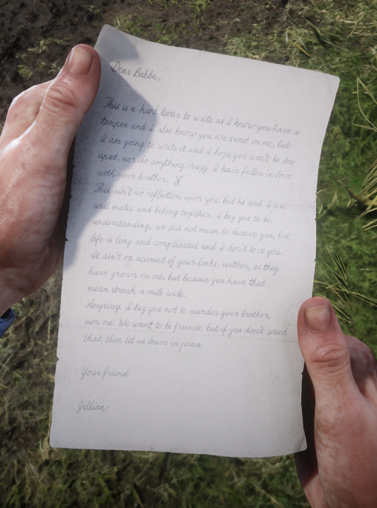 Letter to Bubba from Jillian | Red Dead Wiki | Fandom