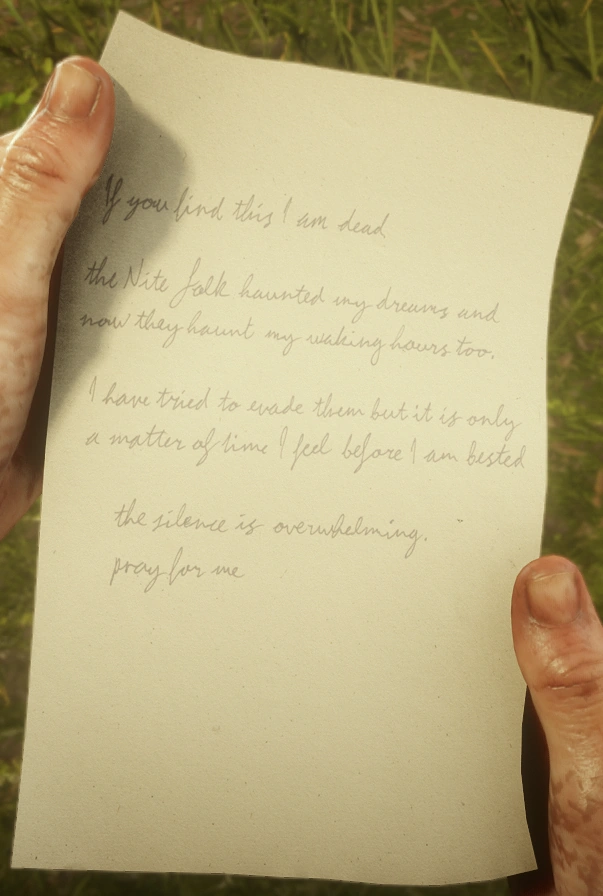 Nite Folk Victim's Note | Red Dead Wiki | Fandom