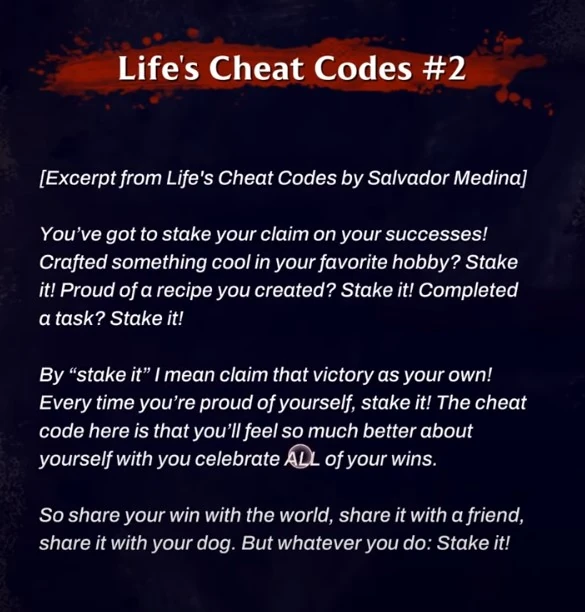 Life's Cheat Codes #2 | Redfall Wiki | Fandom