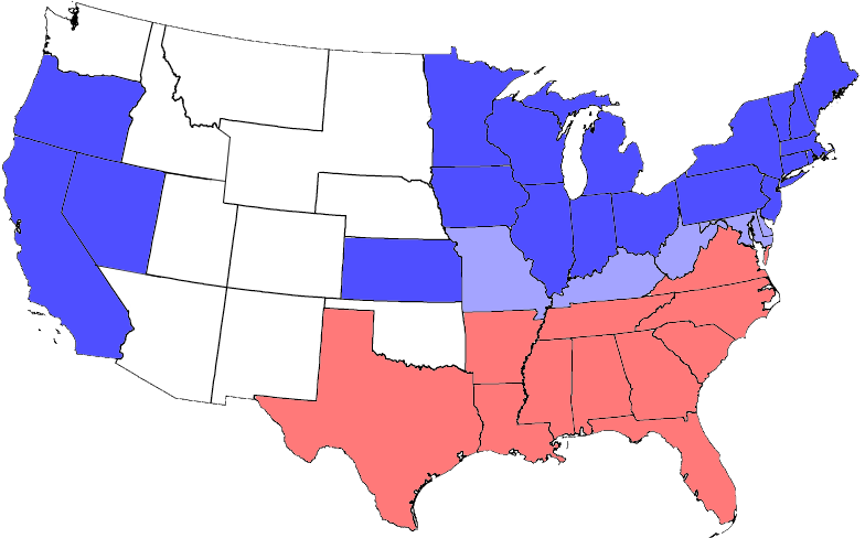 Civil War Map Confederate States And Union States
