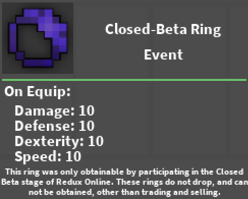 Closed-Beta Ring | Redux Online Wiki | Fandom