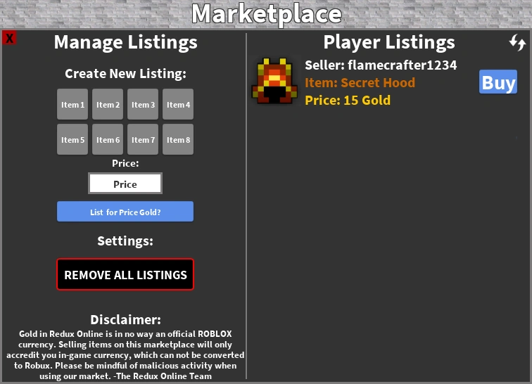 Marketplace | Redux Online Wiki | Fandom