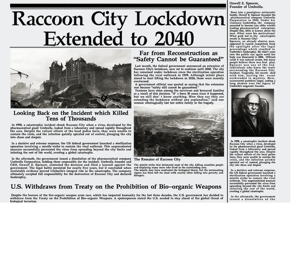 Raccoon City Lockdown Extended to 2040 | Resident Evil Wiki | Fandom