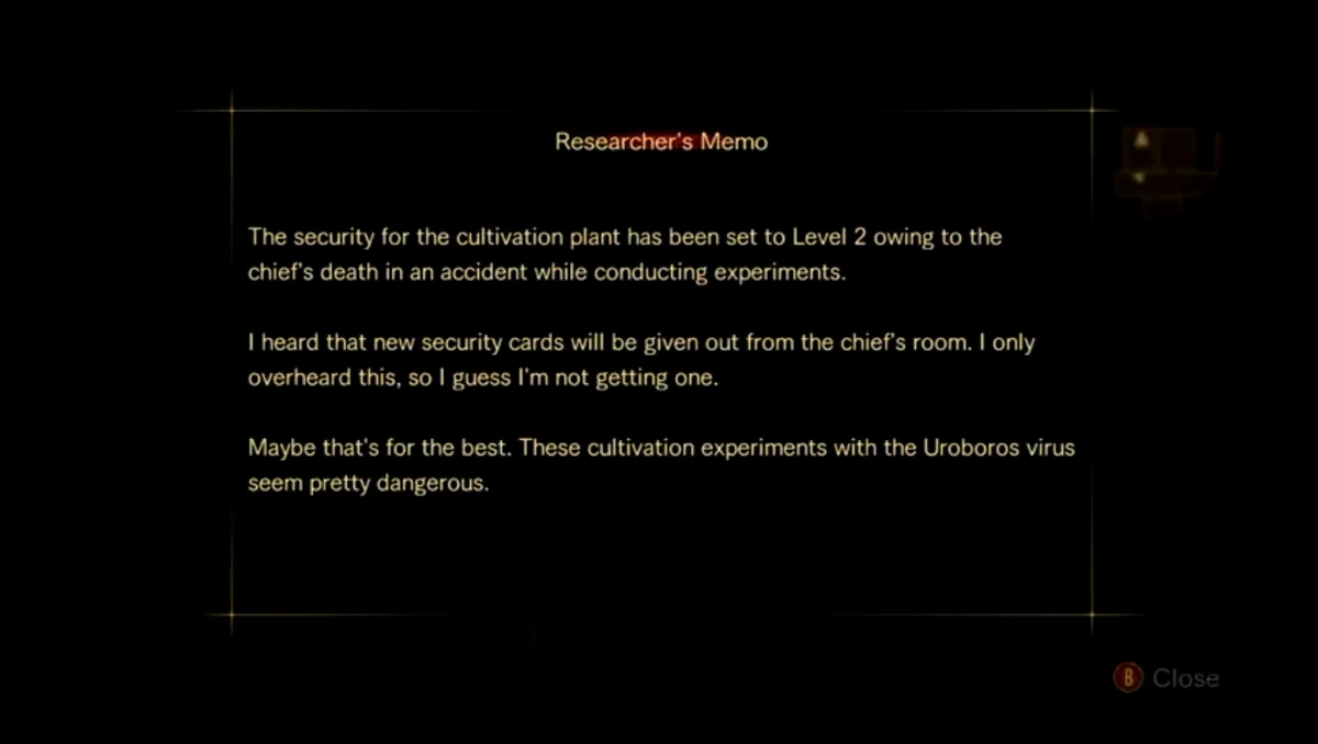 Researcher's Memo | Resident Evil Wiki | Fandom