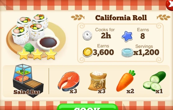 California Roll | Restaurant Story 2 Wiki | Fandom