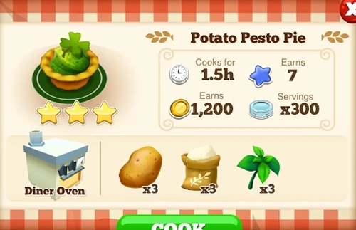 Potato Pesto Pie | Restaurant Story 2 Wiki | Fandom