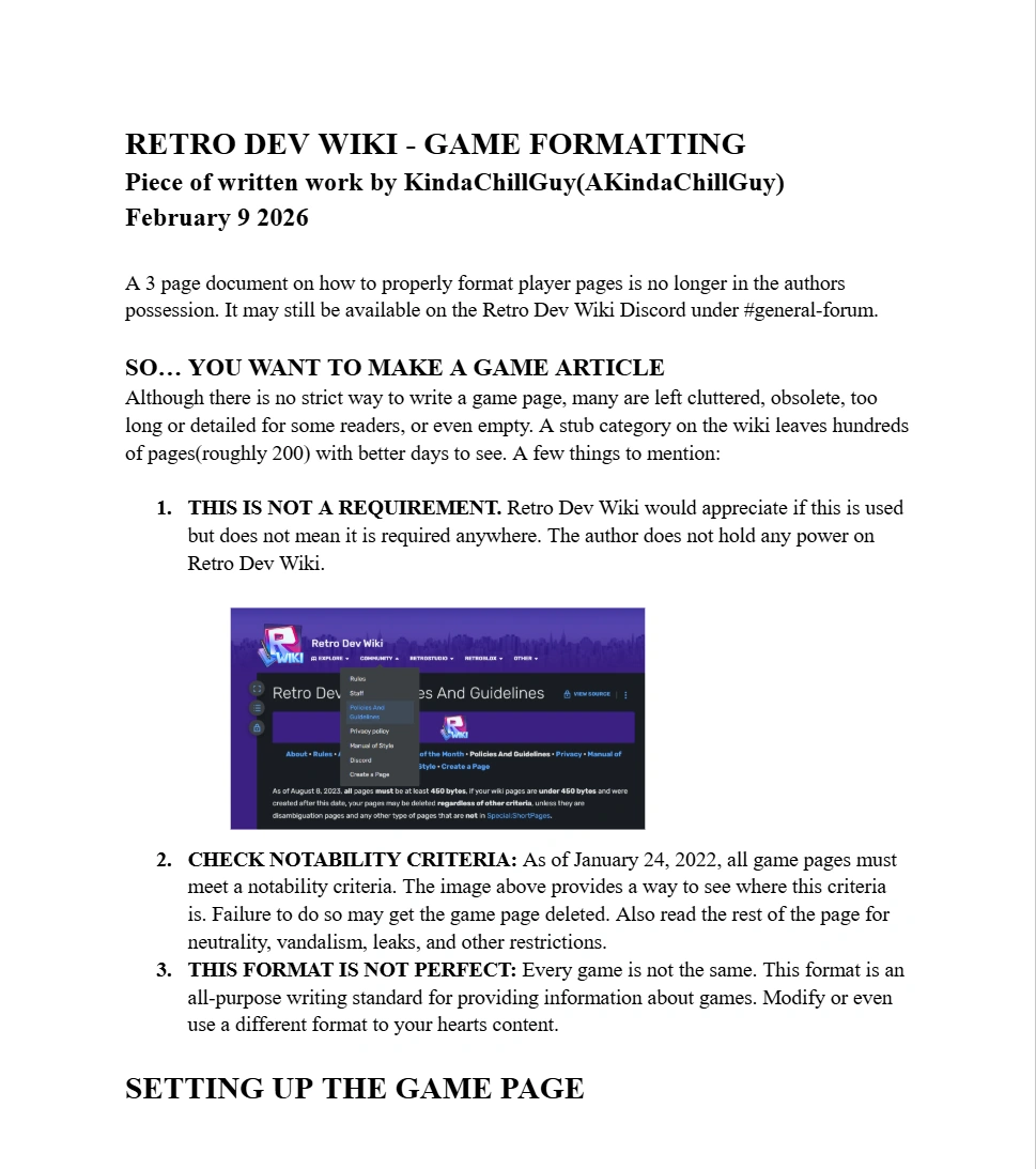 Retro Dev Wiki:Manual of Style | Retro Dev Wiki | Fandom
