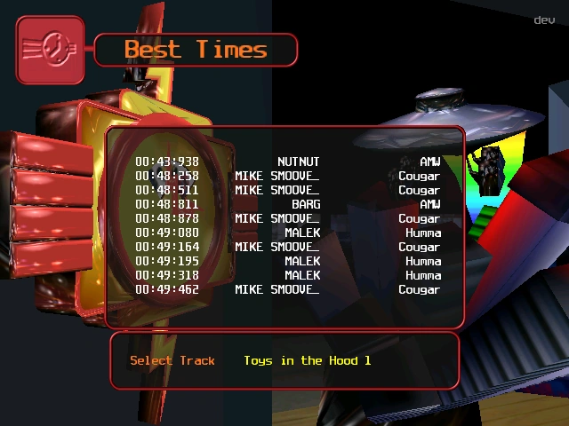 DEV Best Trial Times | Re-Volt Wiki | Fandom