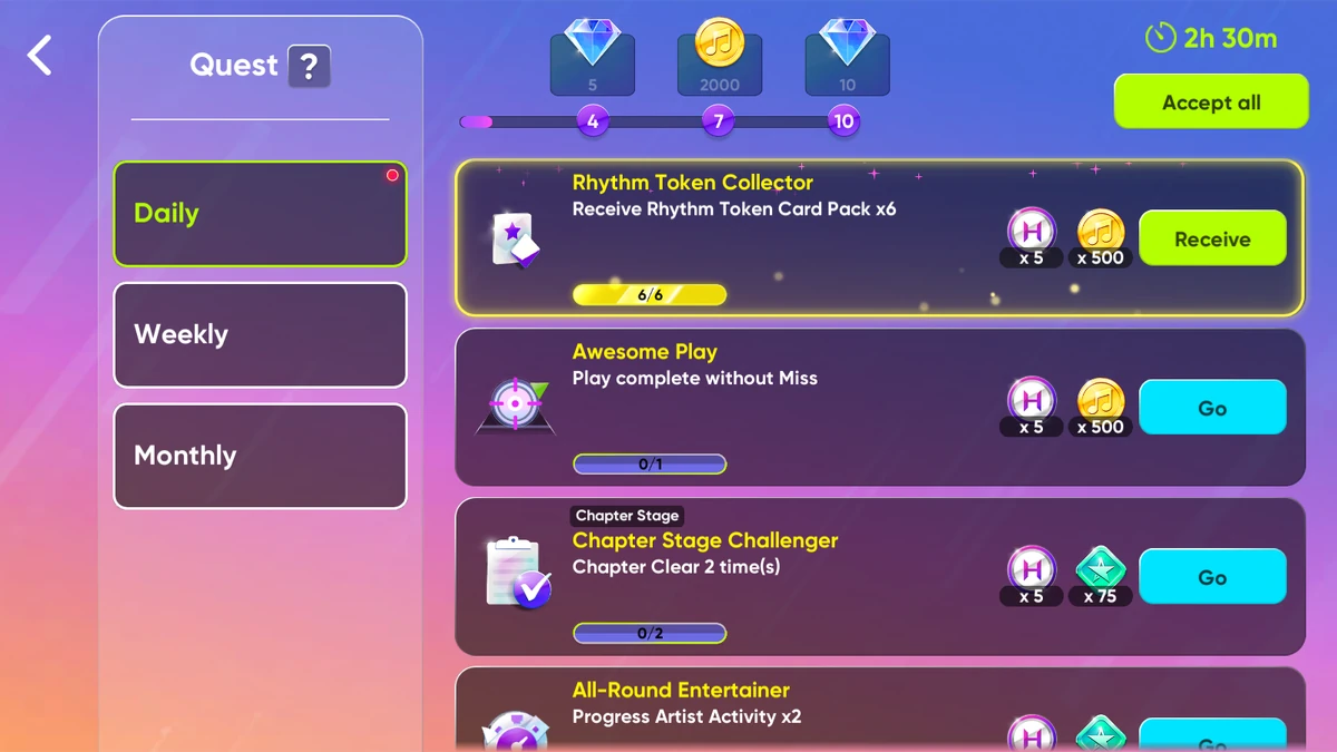 Quests/Pre-Season 4 | Rhythm Hive Wiki | Fandom