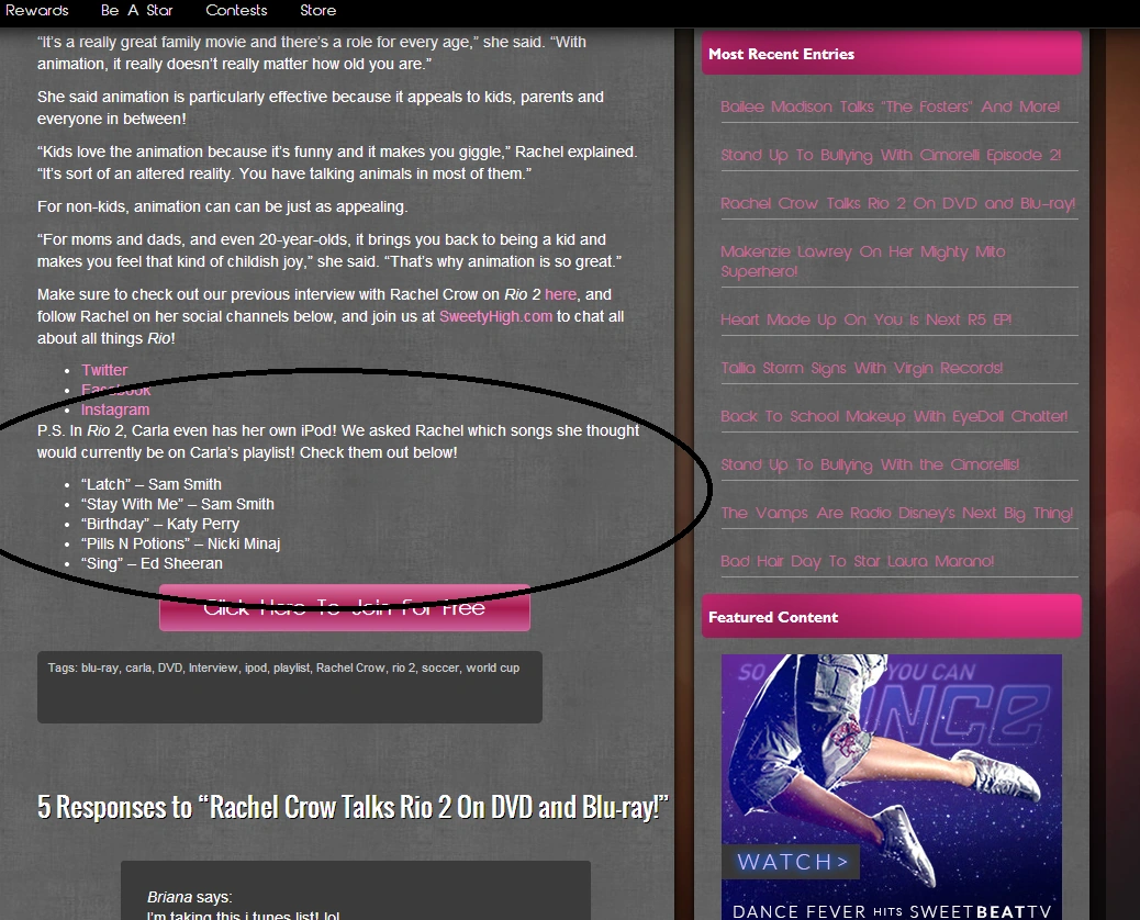 User blog:Mr.Blue Bird/Rachel Crow Talks Rio 2 and Carla´s iPod ...