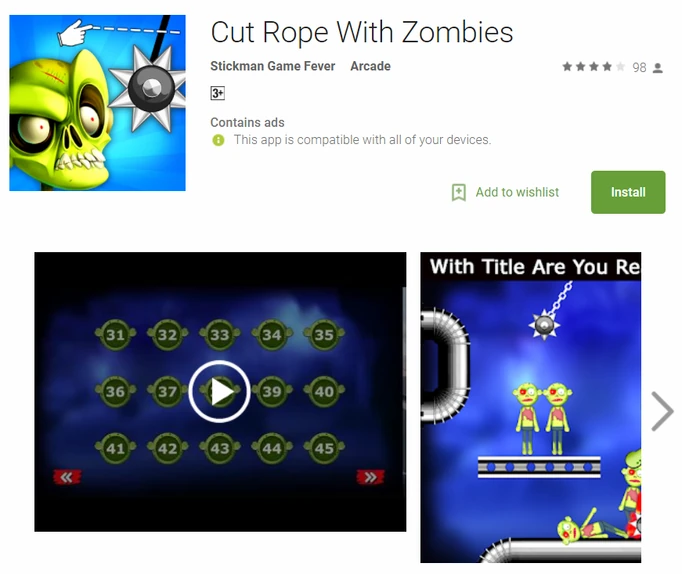 Cut Rope With Zombies | Ripoffs Wiki | Fandom