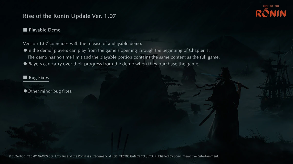 Patch Notes | Rise of the Ronin Wiki | Fandom