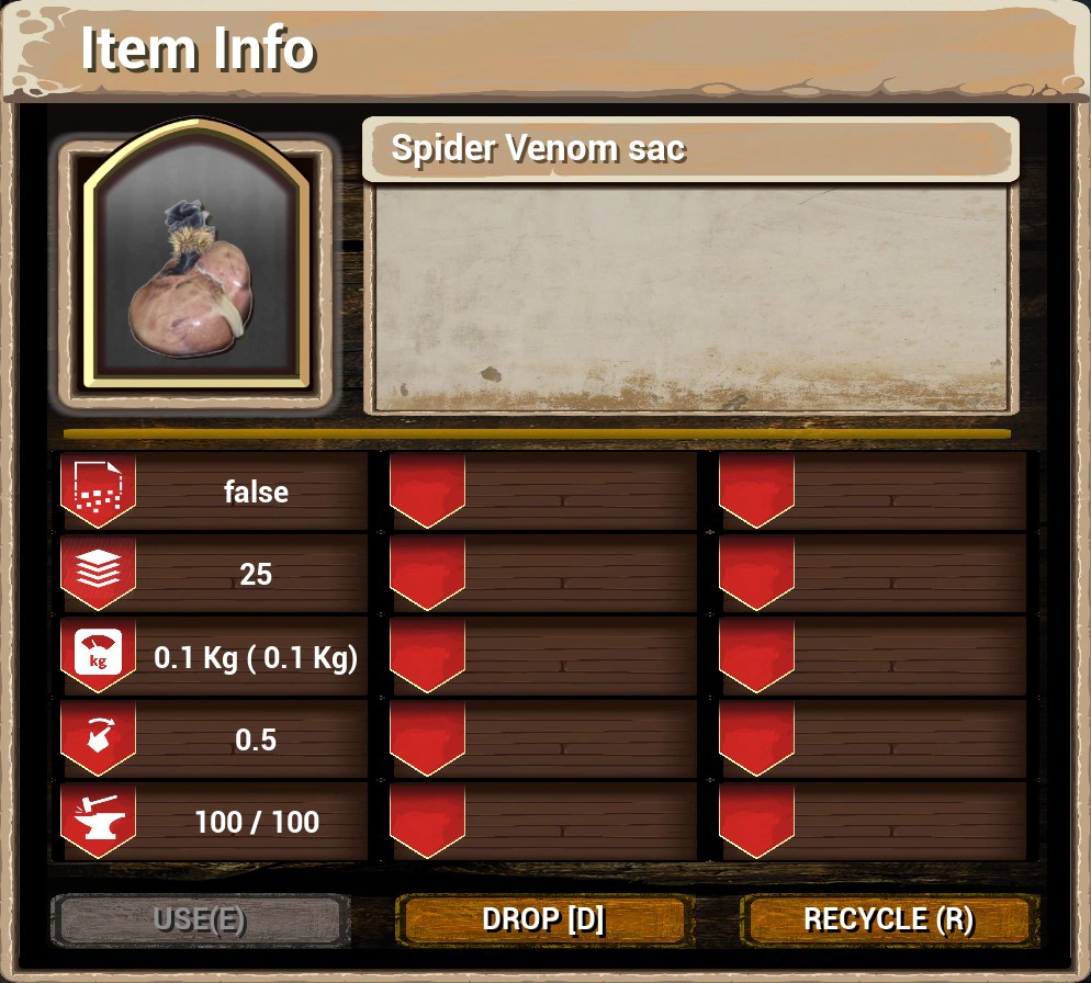 Spider Venom Sac - Official Road to Eden Wiki