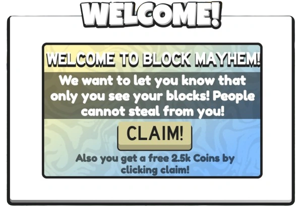 Welcome Gift | Roblox Block Mayhem Wiki | Fandom