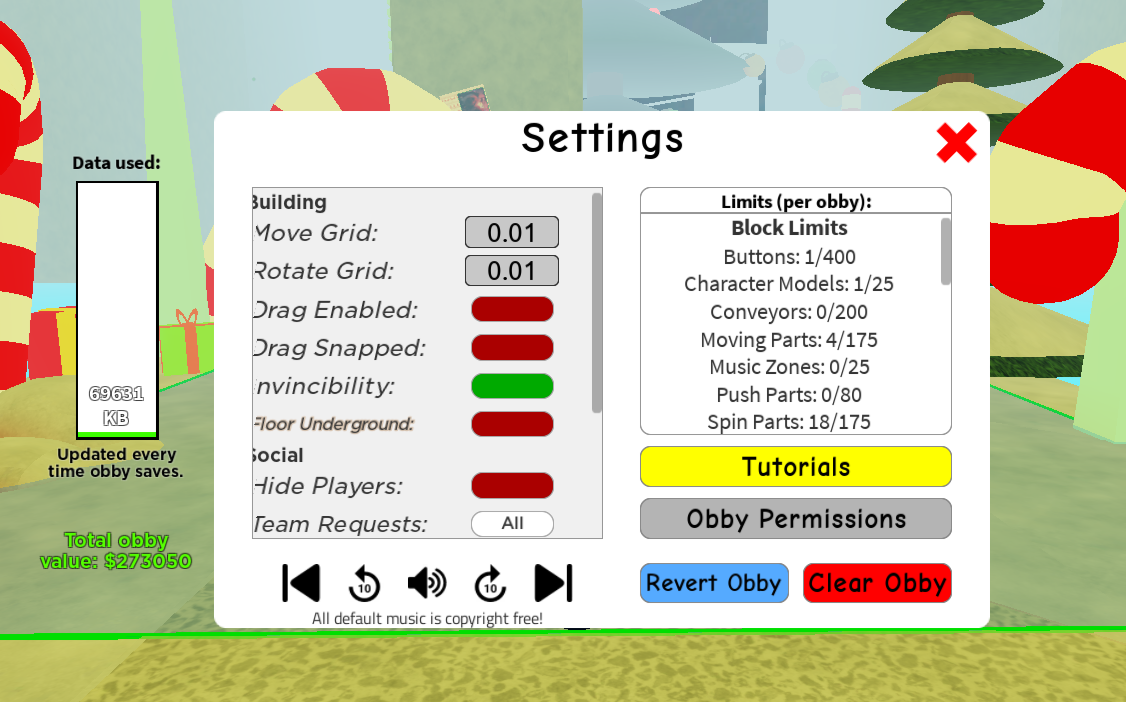 Settings | Roblox Obby Creator Wiki | Fandom