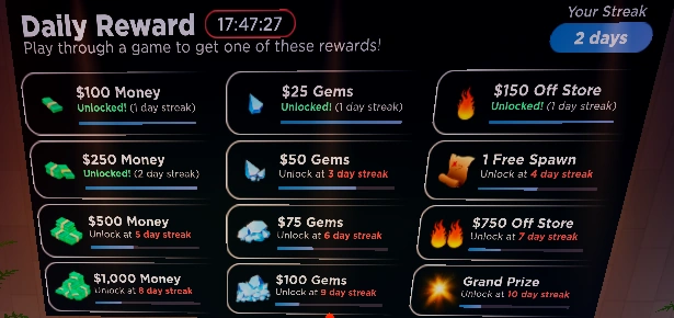 Daily Reward Spin | Roblox Outlaster Wiki | Fandom